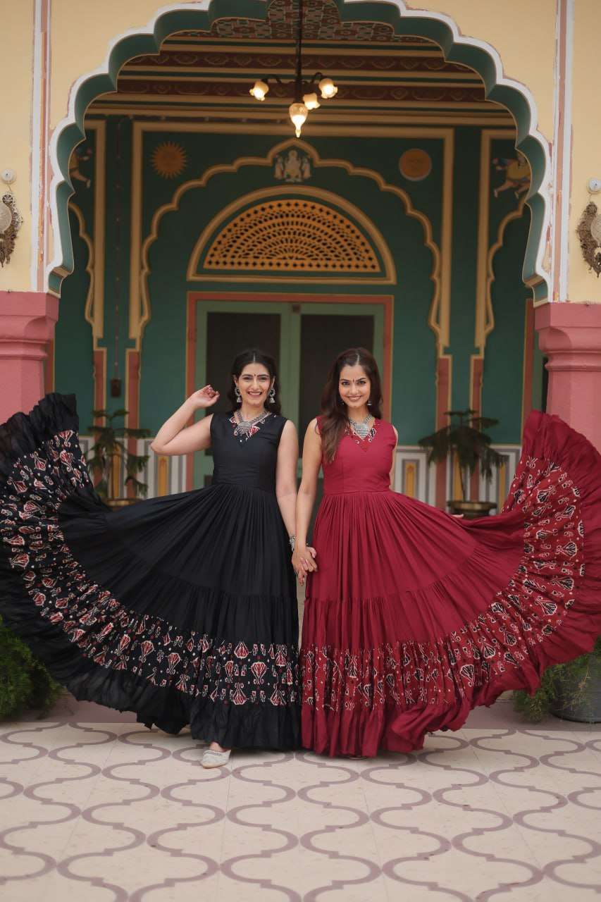LW 9192 RAYON FABRIC WITH FRILL CASUAL WEAR LOOK FANCY GOWN FOR WOMEN ...