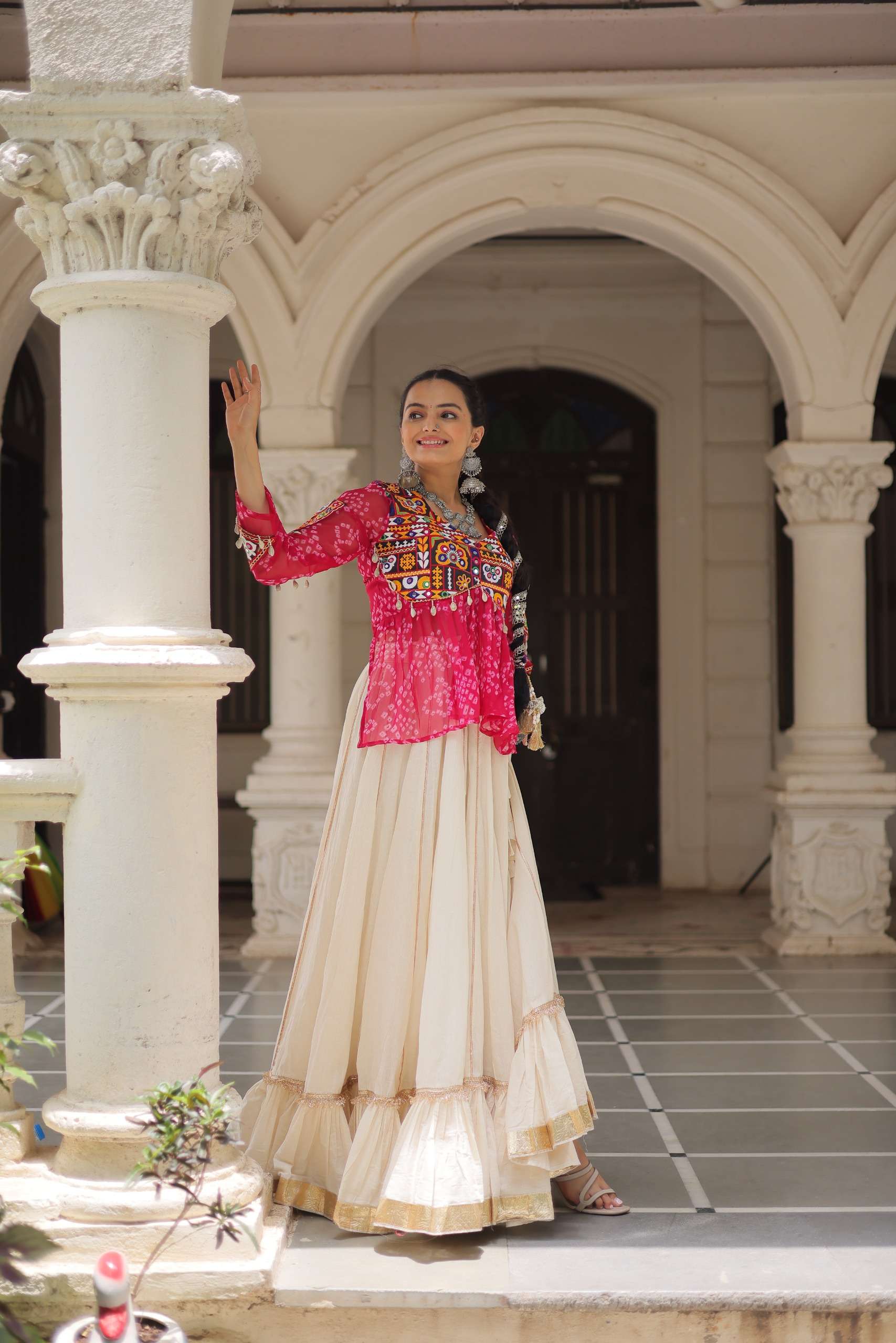 KA 5044 COTTON MIRROR WORK DESIGNER NAVRATRI WEAR TOP WITH LEHENGA BEST ...